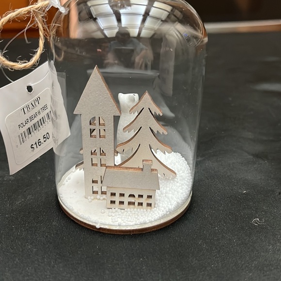 Arty | Holiday | Glass Holiday Globe With Polar Bear Wooden Houses And ...